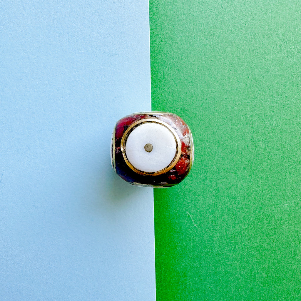 18mm Conch Shell Inlay Tibetan Brass Bead – Beads, Inc.