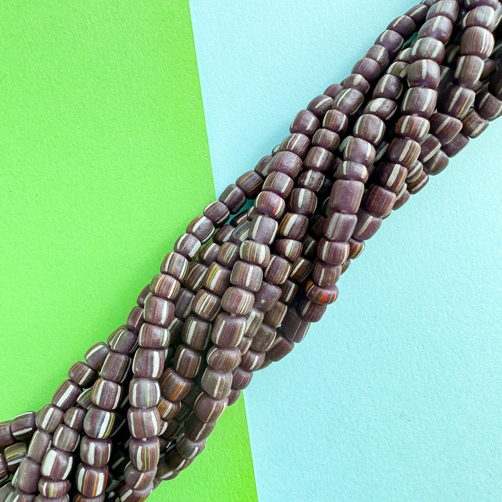 6mm Raisin Stripe Java Glass Strand – Beads, Inc.