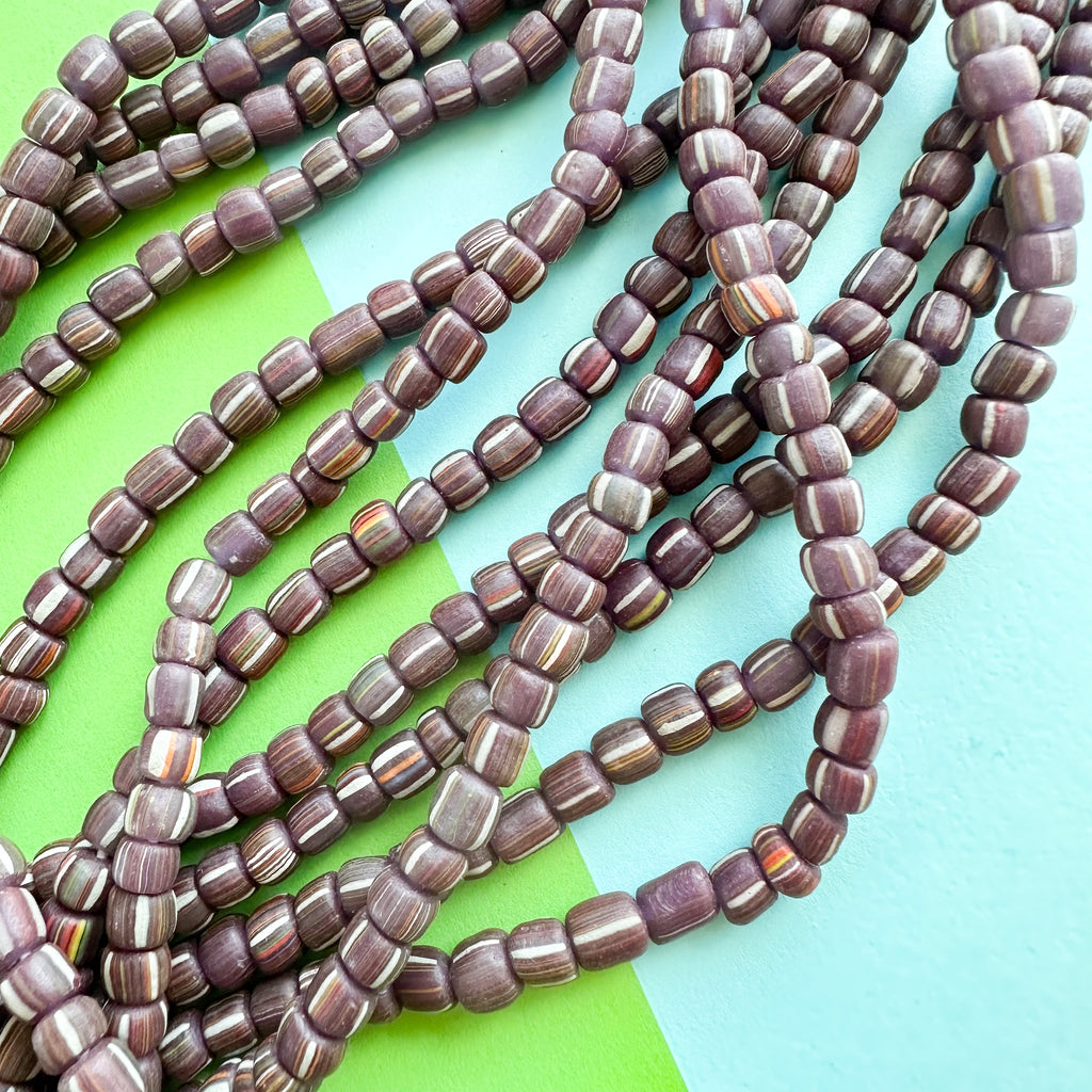 6mm Raisin Stripe Java Glass Strand – Beads, Inc.