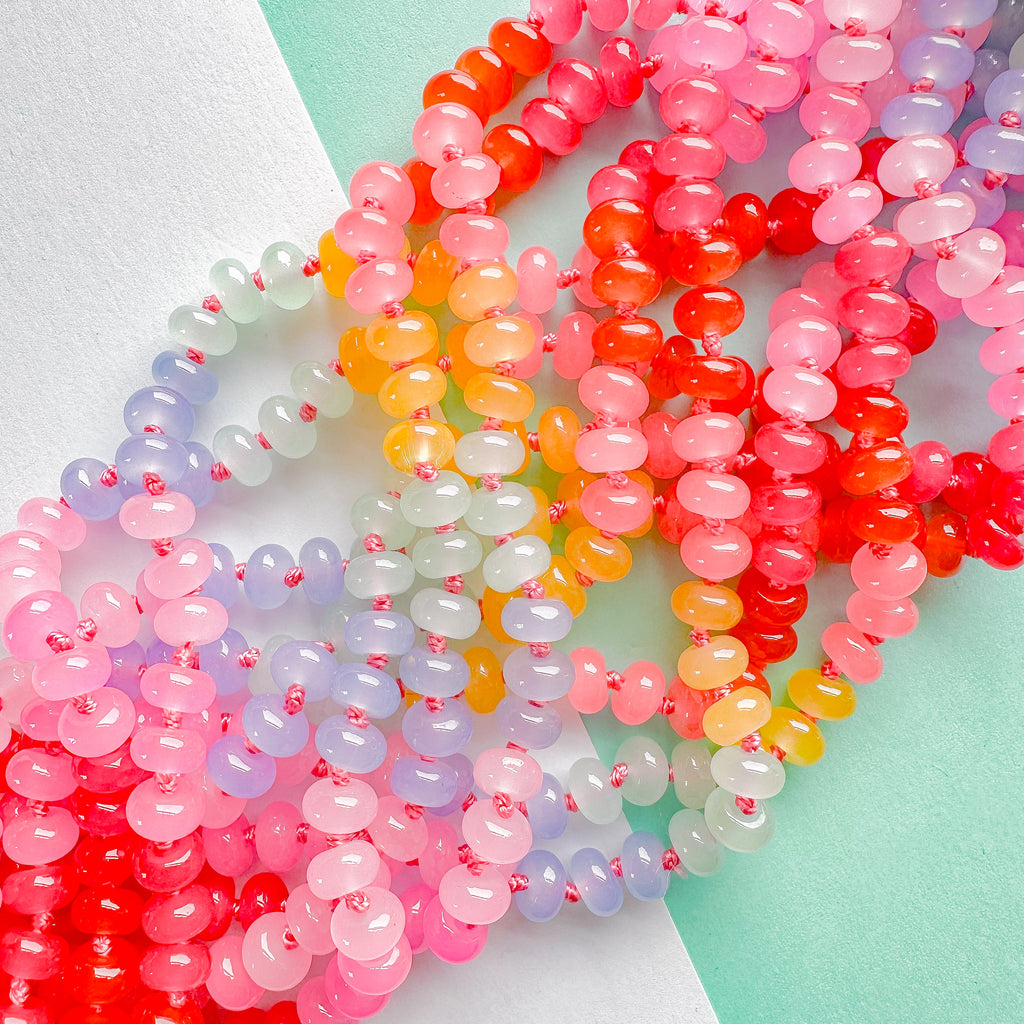 8mm Rainbow Candy Smooth Dyed Jade Rondelle Knotted Strand – Beads, Inc.