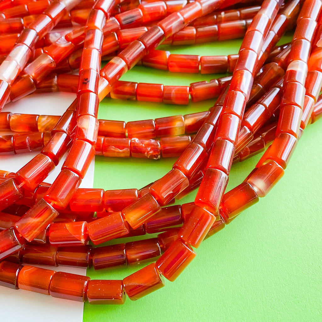 8mm Smooth Carnelian Barrel Cylinder Strand – Beads, Inc.