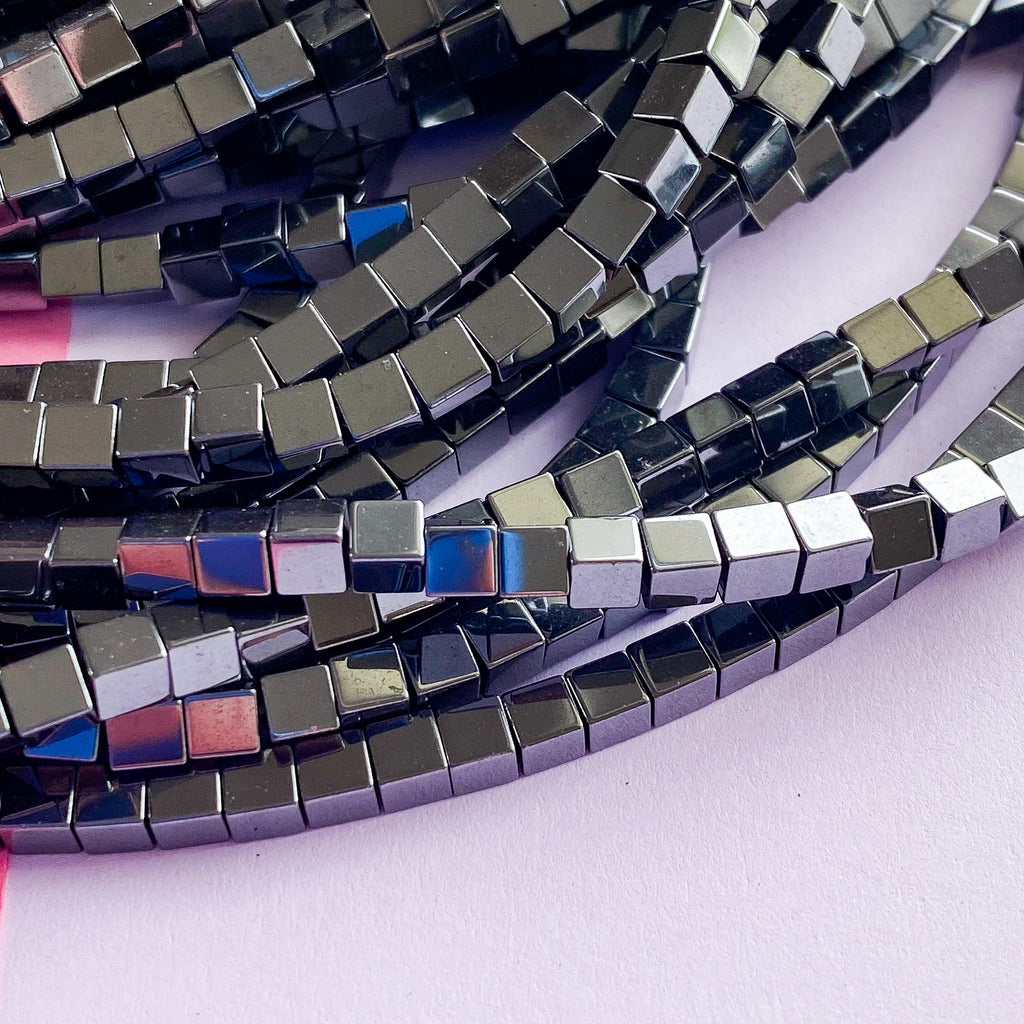 3mm Shiny Hematite Cube Strand – Beads, Inc.