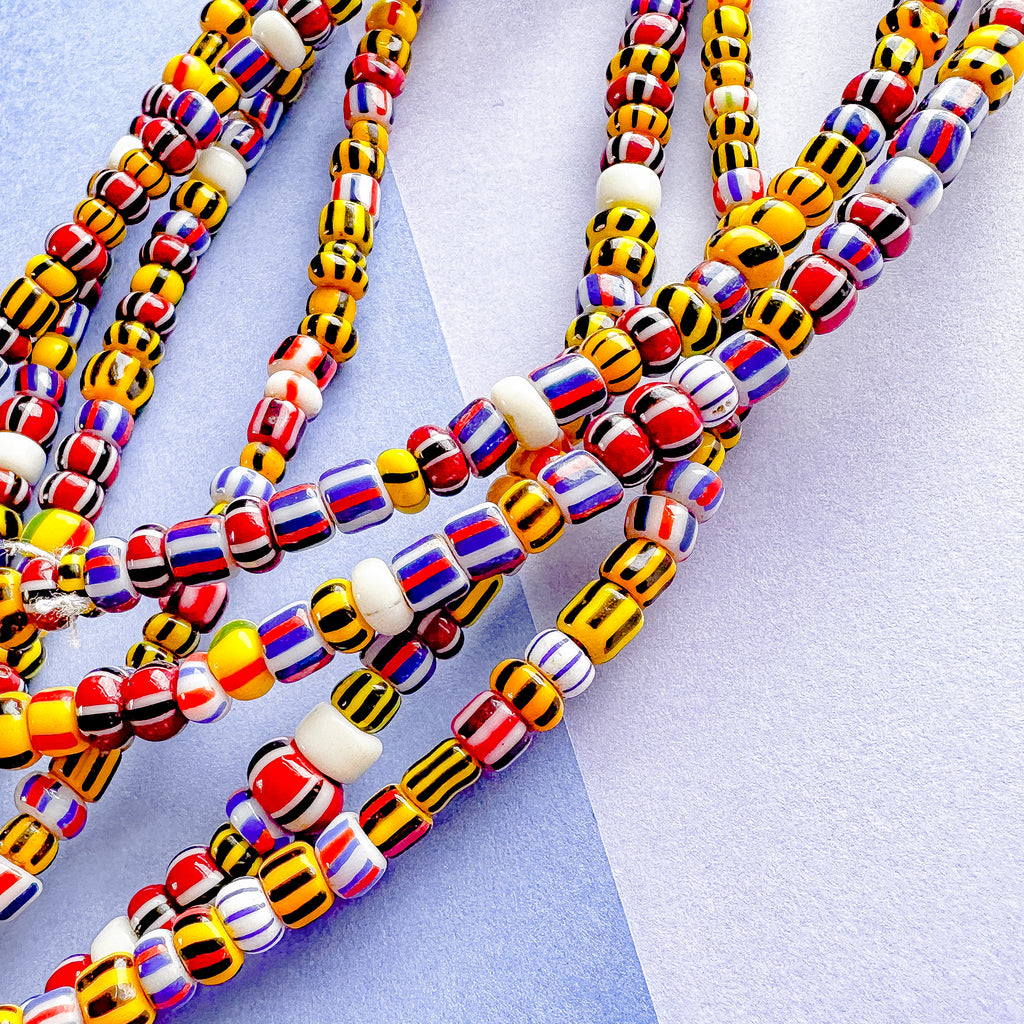 6mm Striped Multi African Glass Seed Bead Strand – Beads, Inc.
