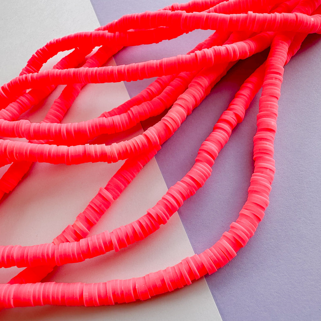 6mm Neon Coral Polymer Clay Heishi Strand – Beads, Inc.