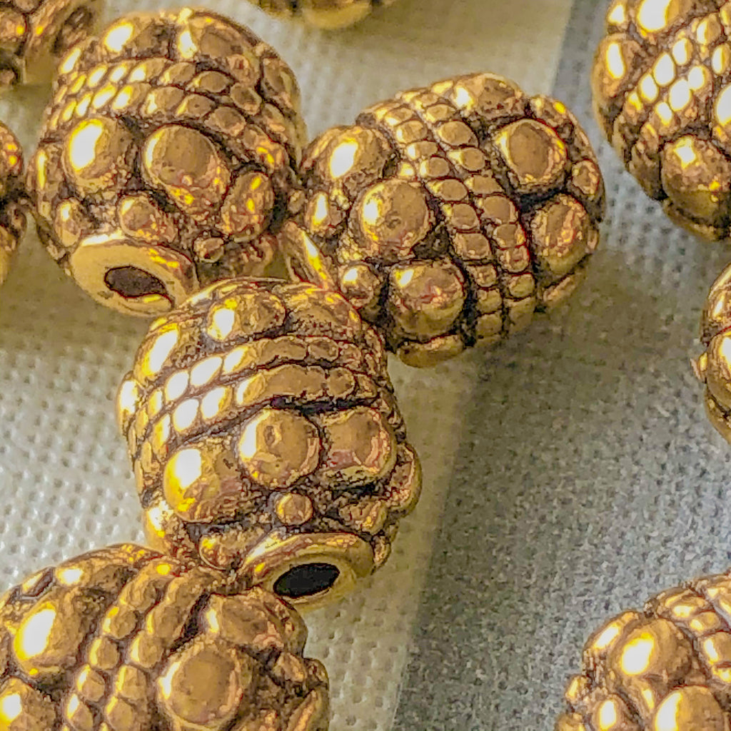 6mm Gold Pewter Beaded Capsule Bead - 10 Pack – Beads, Inc.