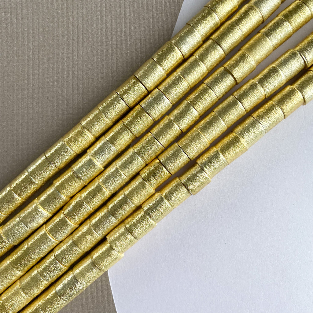 10mm Brushed Gold Short Barrel Strand – Beads, Inc.
