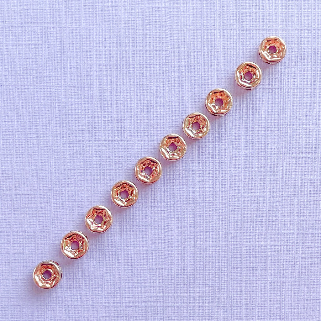 6mm Czech Crystal Rose Gold Rondelle - 10 Pack – Beads, Inc.