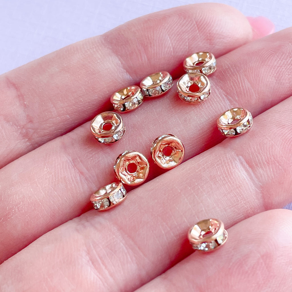 6mm Czech Crystal Rose Gold Rondelle - 10 Pack – Beads, Inc.