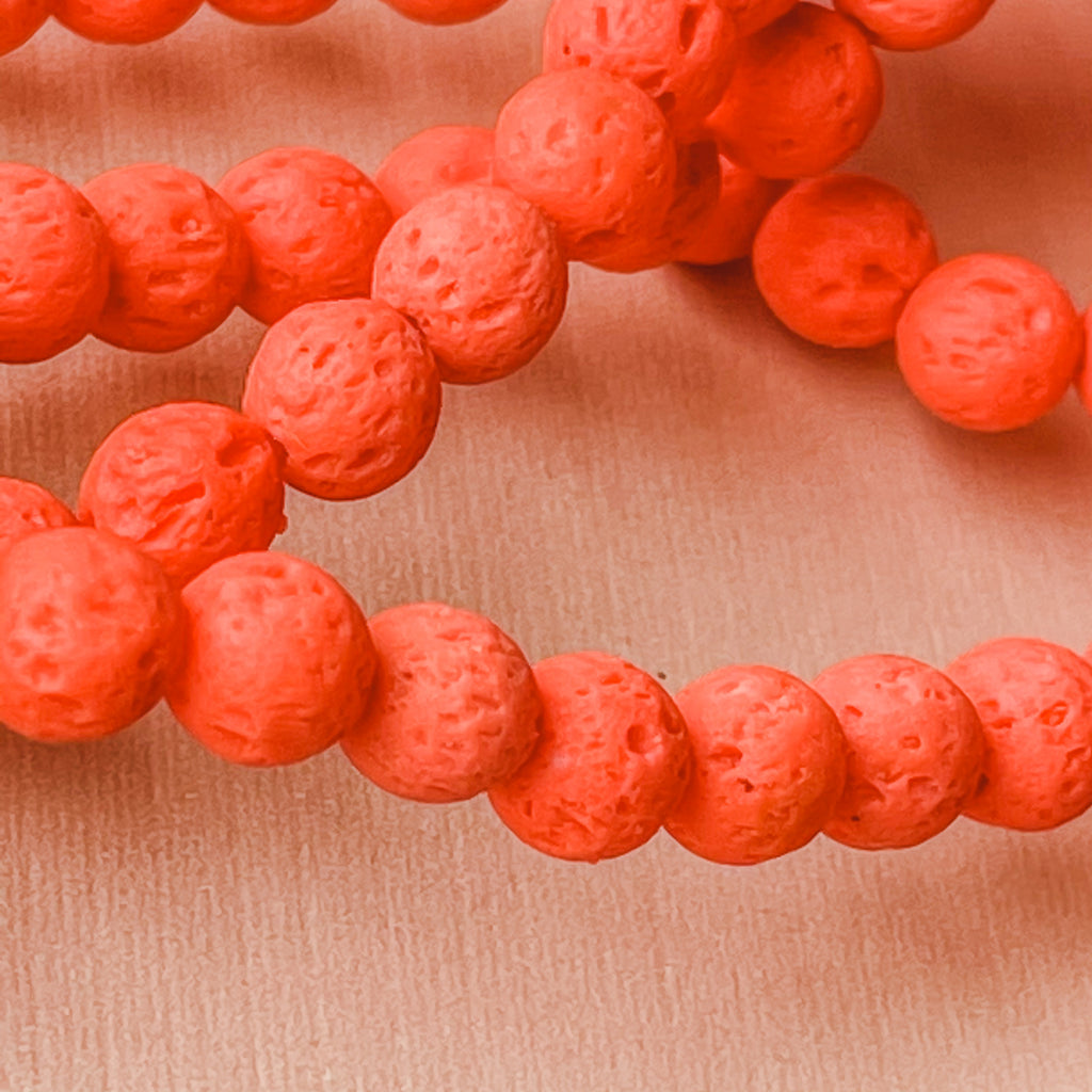 6mm Neon Red Lava Rounds Strand – Beads, Inc.