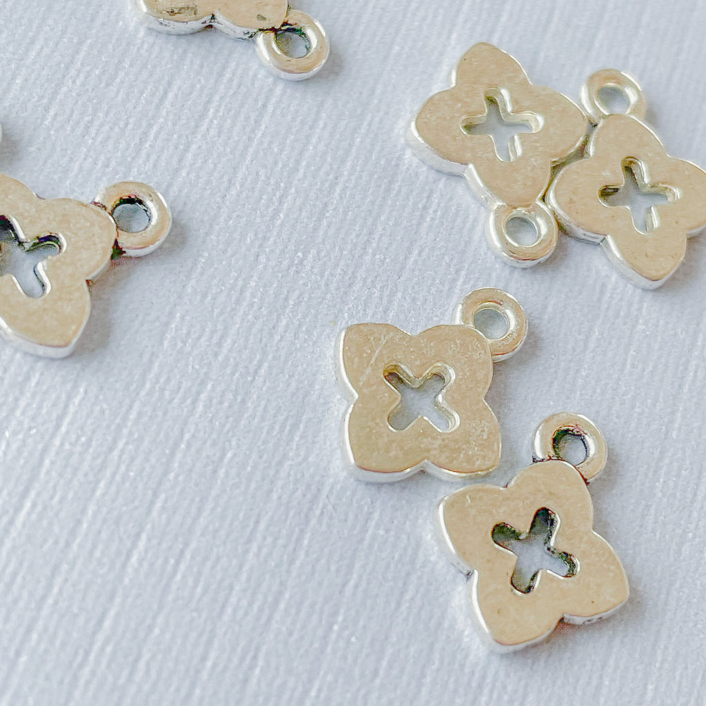 10mm Silver Pewter Quatrefoil Cut Out Charm - 15 pack – Beads, Inc.
