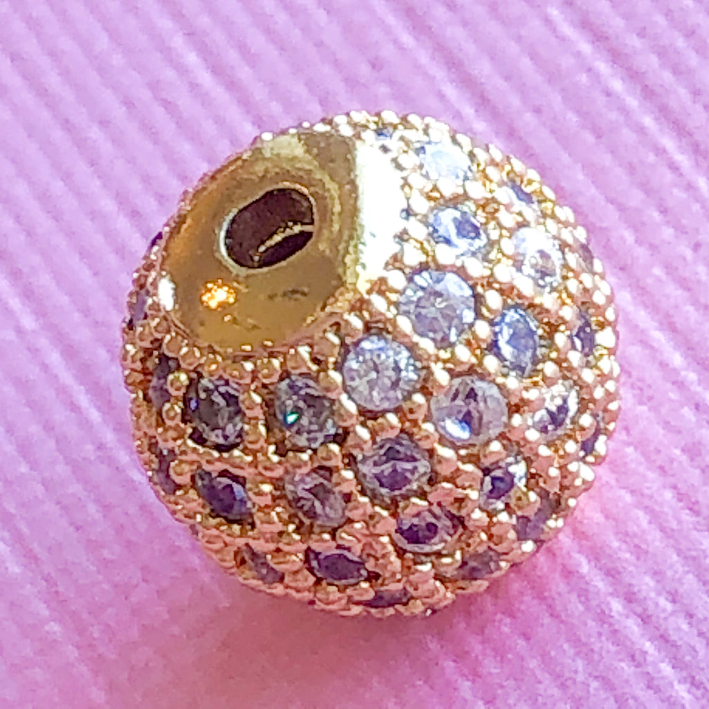 10mm Gold Pave Crystal Round Bead – Beads, Inc.
