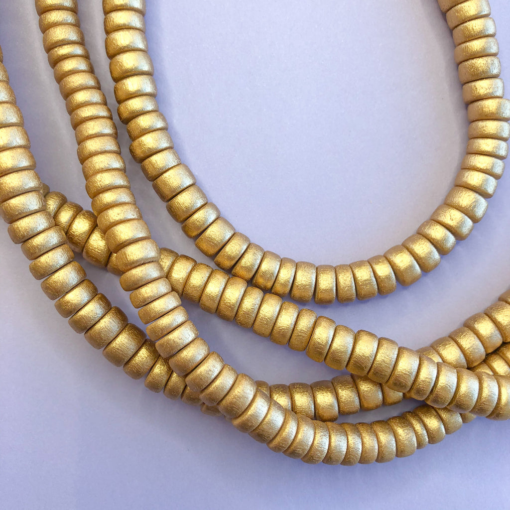 8mm Gold Wood Rondelle Strand – Beads, Inc.